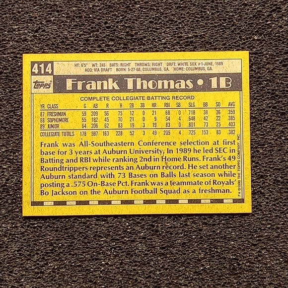 Other | 199 Frank Thomas Error No Name Rookie Card Limited Edition Rare ...